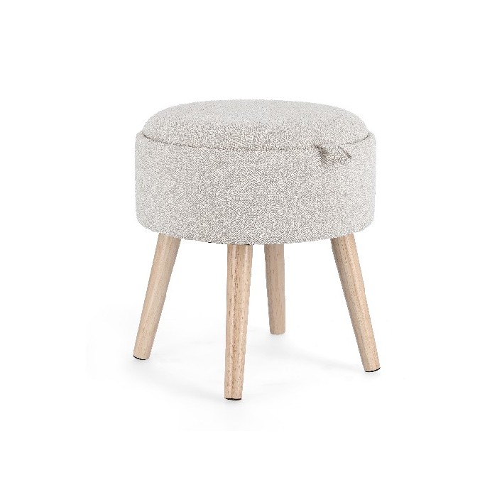 Zoya Light Grey Storage Stool With Tray Seating Accents Living - The Atrium