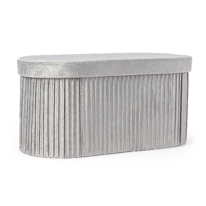 Bizzotto Jocelyn Oval Grey Velvet Storage Pouf Seating Accents Living ...