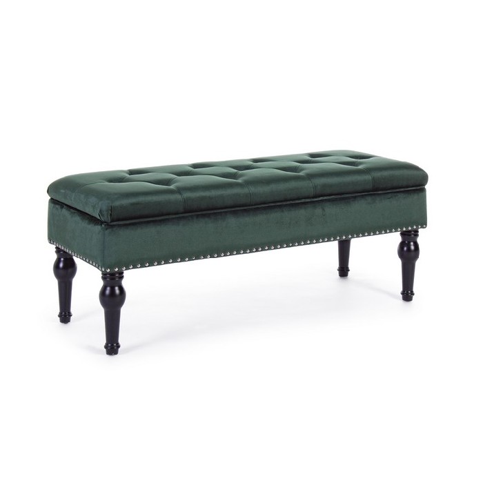 Bernard Dark Green Bench W Stor Seating Accents Living - The Atrium