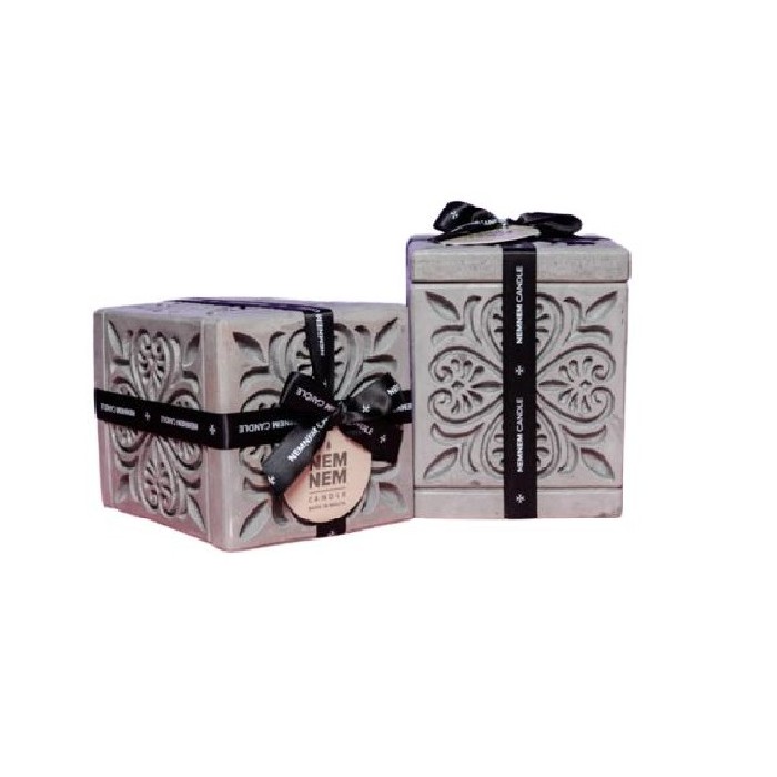 Nemnem Candle Large Cube Jar Maltese Heart Tile Greybeigerose Candles ...