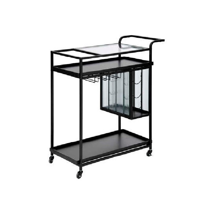 Atmosphera Noam Black Metal Glass Trolley Bar Tables Dining - The Atrium