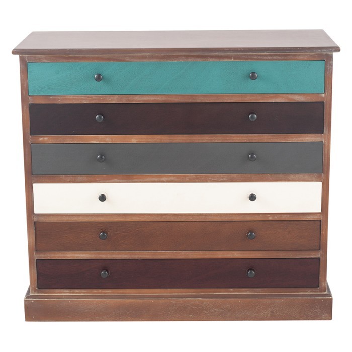 Pine Wood Multicoloured 6 Drawer Unit Loose Furniture Home Decor - The ...