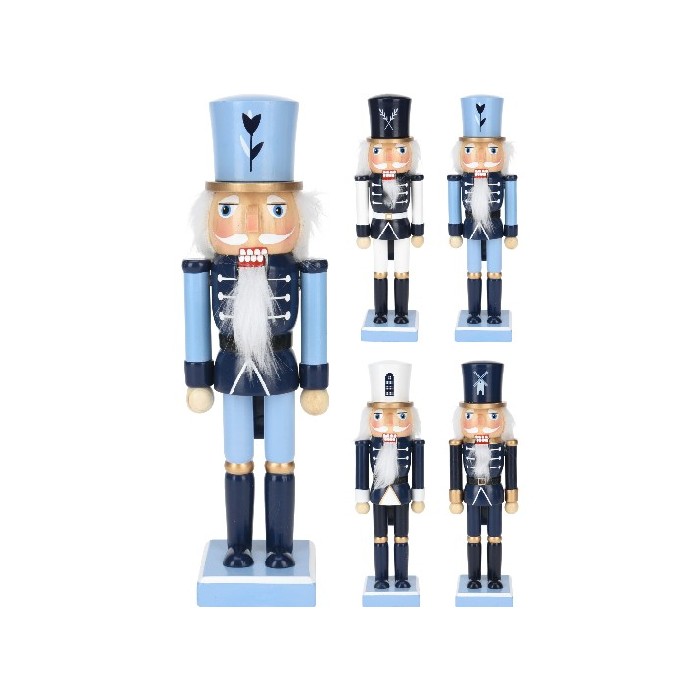 Xmas Nutcracker 25Cm 4 Assorted Blue Nutcrackers Christmas - The Atrium