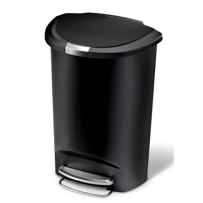 Simplehuman Semi Round Plastic Bin 50Ltr Black Bins Liners Household ...