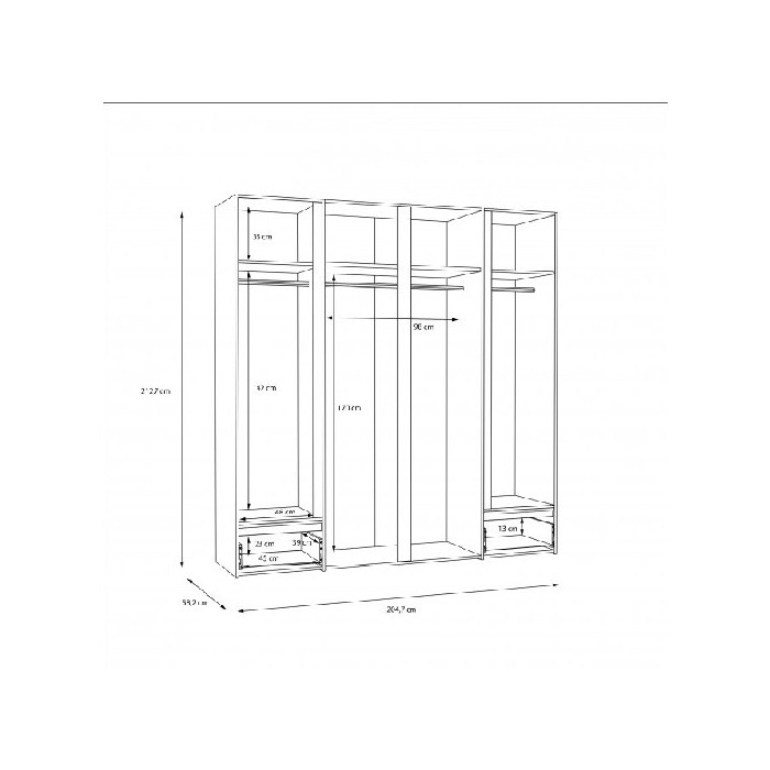 Lenybelardo Wardrobe With 4 Doors And 2 Drawers With Led Surround Frame ...