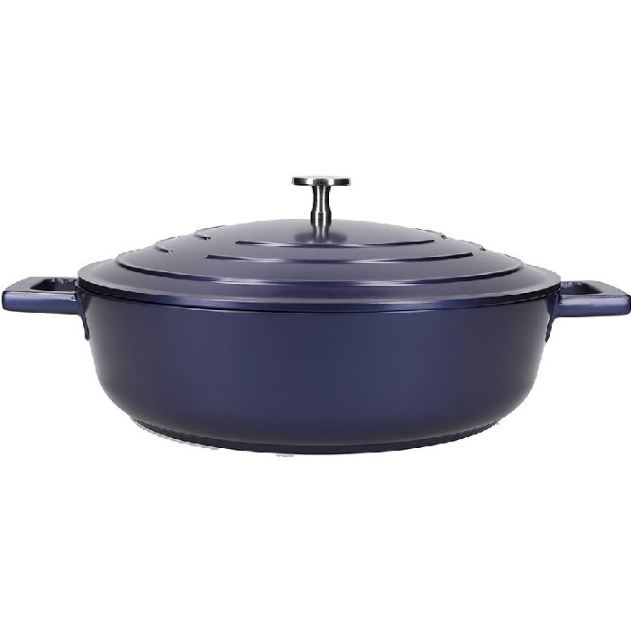 Masterclass Shallow 4 Litre Casserole Dish With Lid Metallic Blue ...