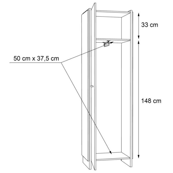 Flash Wardrobe With 1 Door In Artisan Oak Grey Loose Furniture Home ...