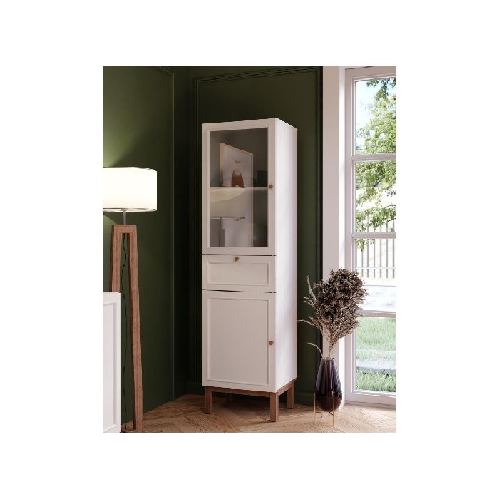 Penkridge Vitrine With 1 Glass Door 1 Drawer And One Door Finished In ...
