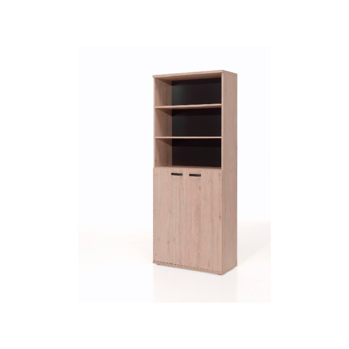 Rio Tall Bookcase With 2 Low Doors And Open Top Shelves Finished In ...