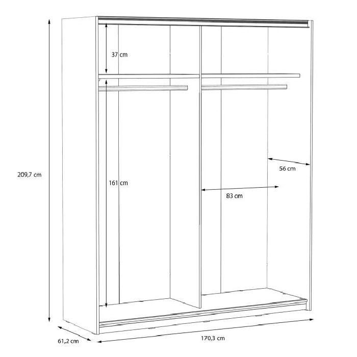Dreamer 170Cm Wide Sliding Door Wardrobe Finished In Mud And Black Oak ...
