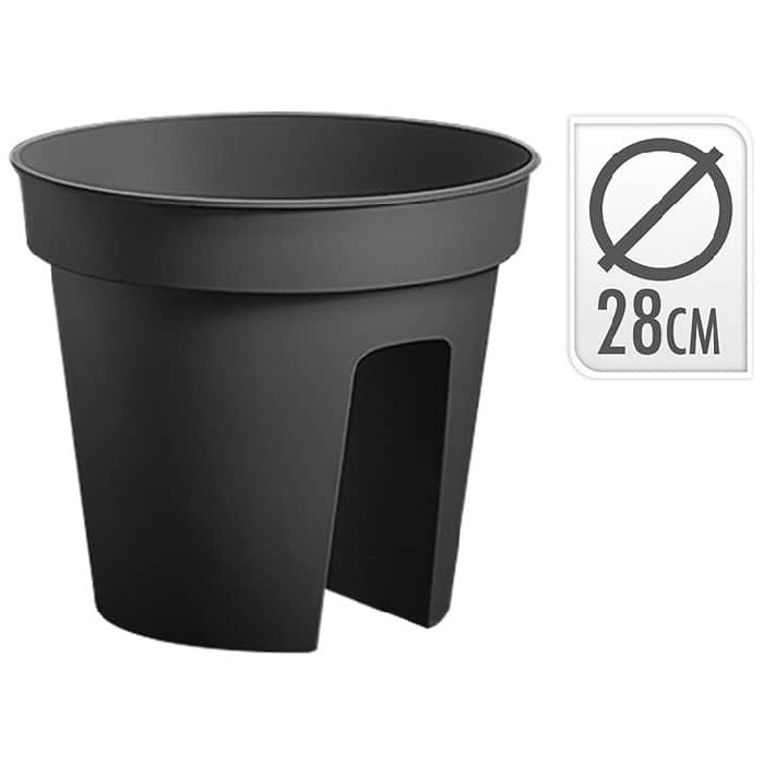 Microfix Bridge Round Flower Pot Dark Grey 28Cm X 25Cm Pots Planters ...